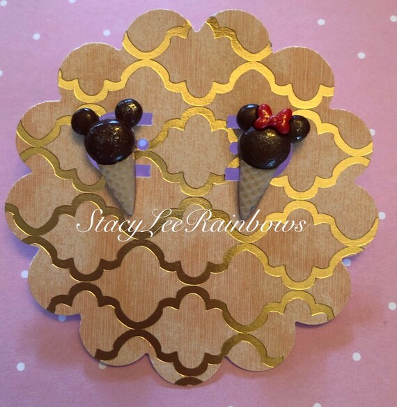 Mickey Mouse Minnie Mouse Ice Cream Cone Stud Earrings Earings | Etsy