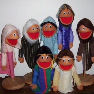 Little Biblical Set of 7 People Puppets With Old Testament Script Book ...