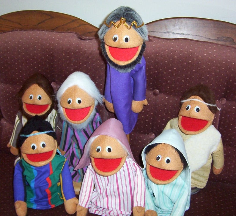 Little Biblical Set of 7 People Puppets With Old Testament Script Book ...