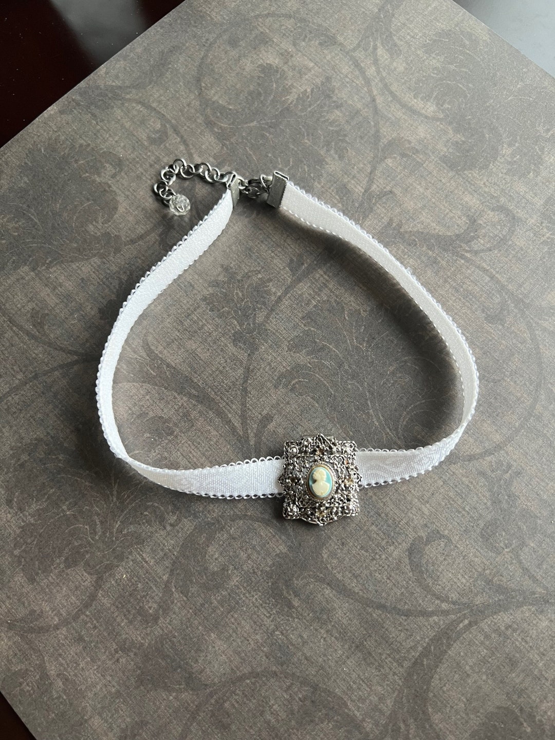 Cameo Choker, Victorian Style Choker, Cameo Scarf Clip, Valentine Gift ...