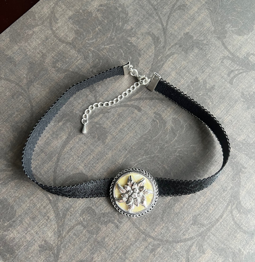 West German Silver Floral Choker, Choker Necklace, Vintage Scarf Clip ...