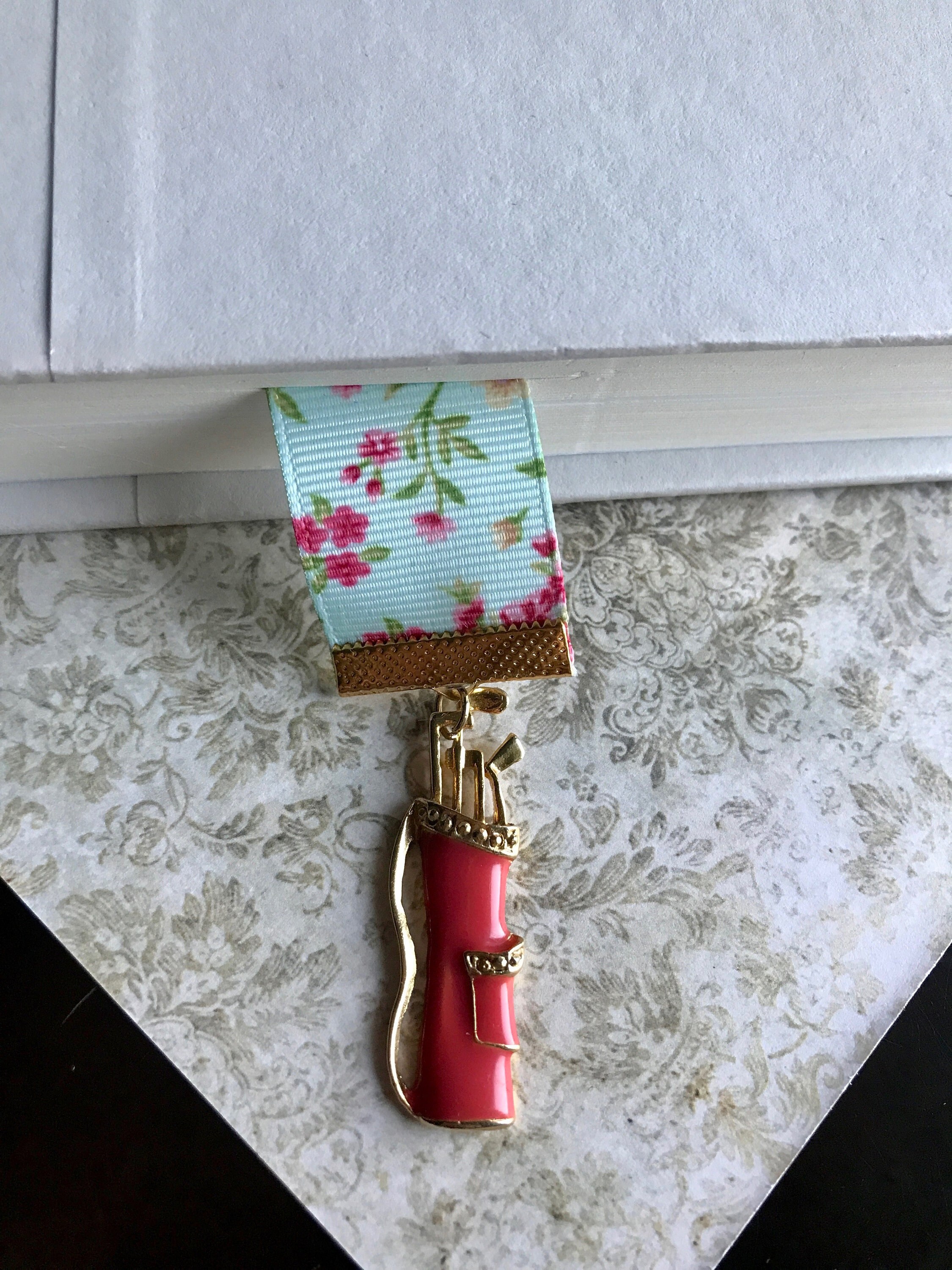 Golf Charm Bookmark Floral Bookmark Sports Bookmark Golf - Etsy