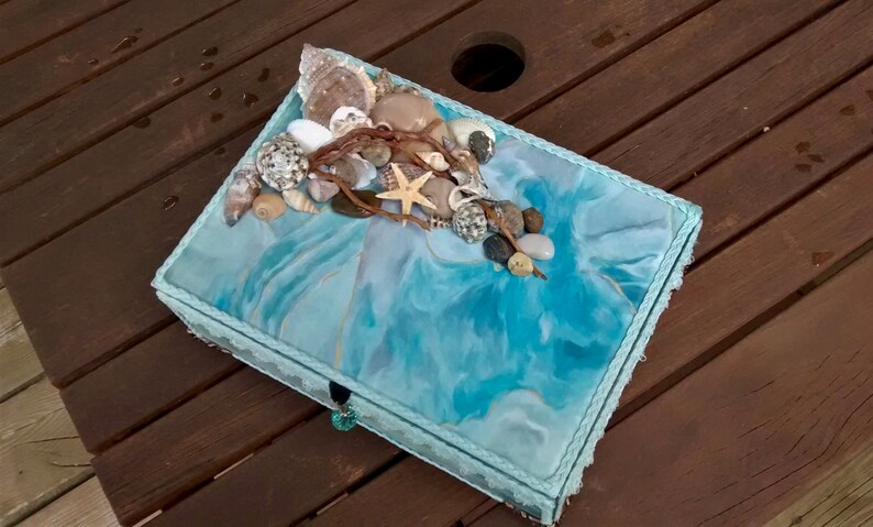Waves Keepsake Box Blue Jewelry Box Ocean Blue Decor Beach - Etsy