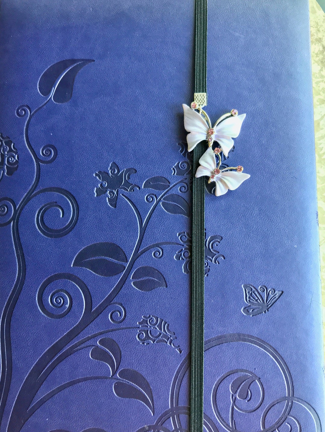 Butterfly Bookmark, Book Band, Purple Butterfly Charm, Elastic Bookmark ...