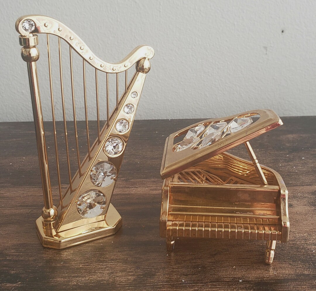 Vintage Crystal Temptations 24kt Gold Plated Swarovski Crystal Harp and ...