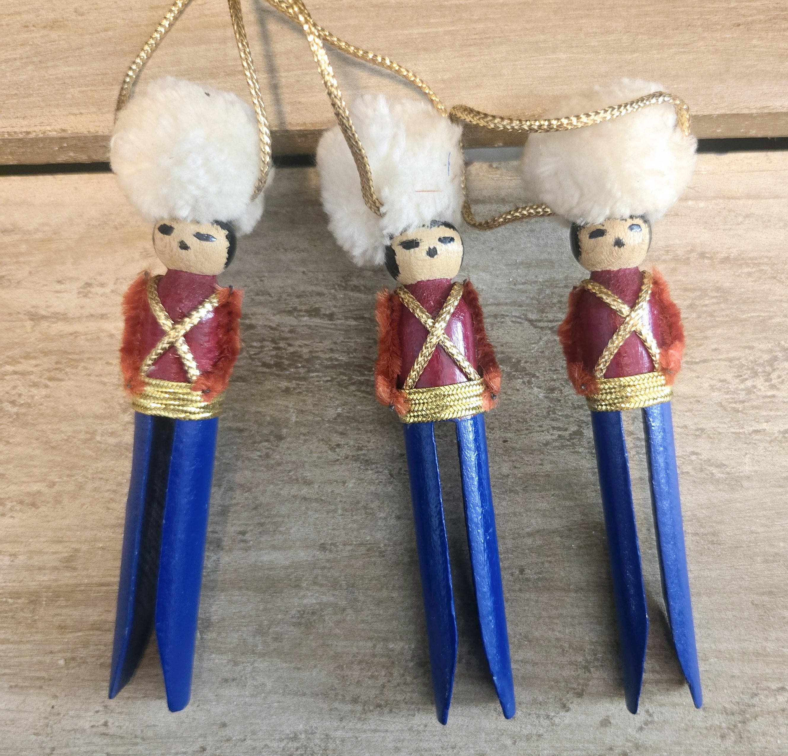 Vintage Handmade Wooden Toy Soldier Wood Clothespin Christmas Tree ...