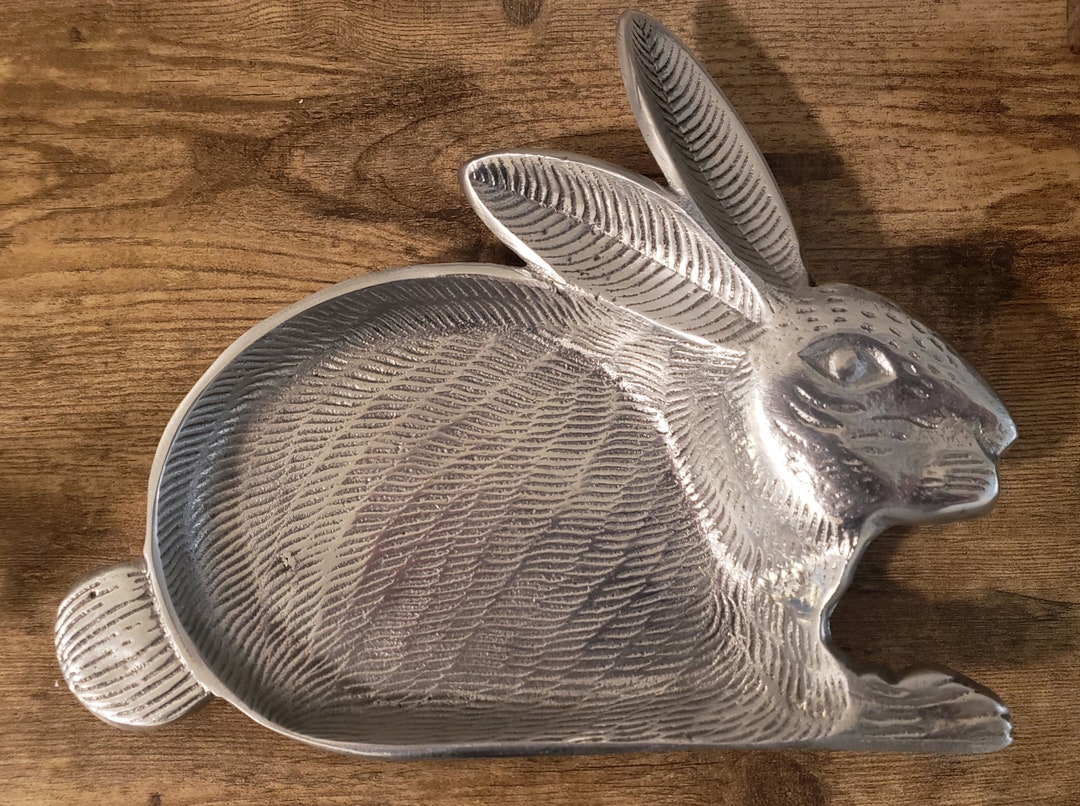 Vintage Large Pewter Metal Rabbit Dish - Etsy
