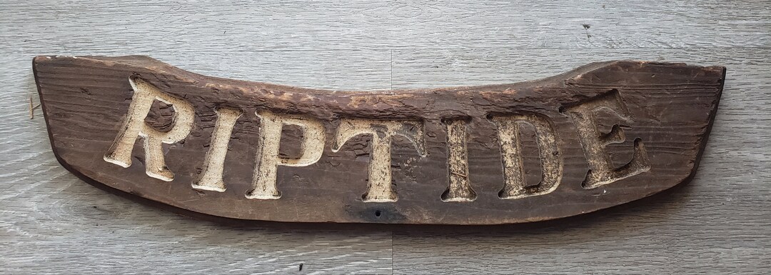 Antique Wood riptide Beach Sign - Etsy