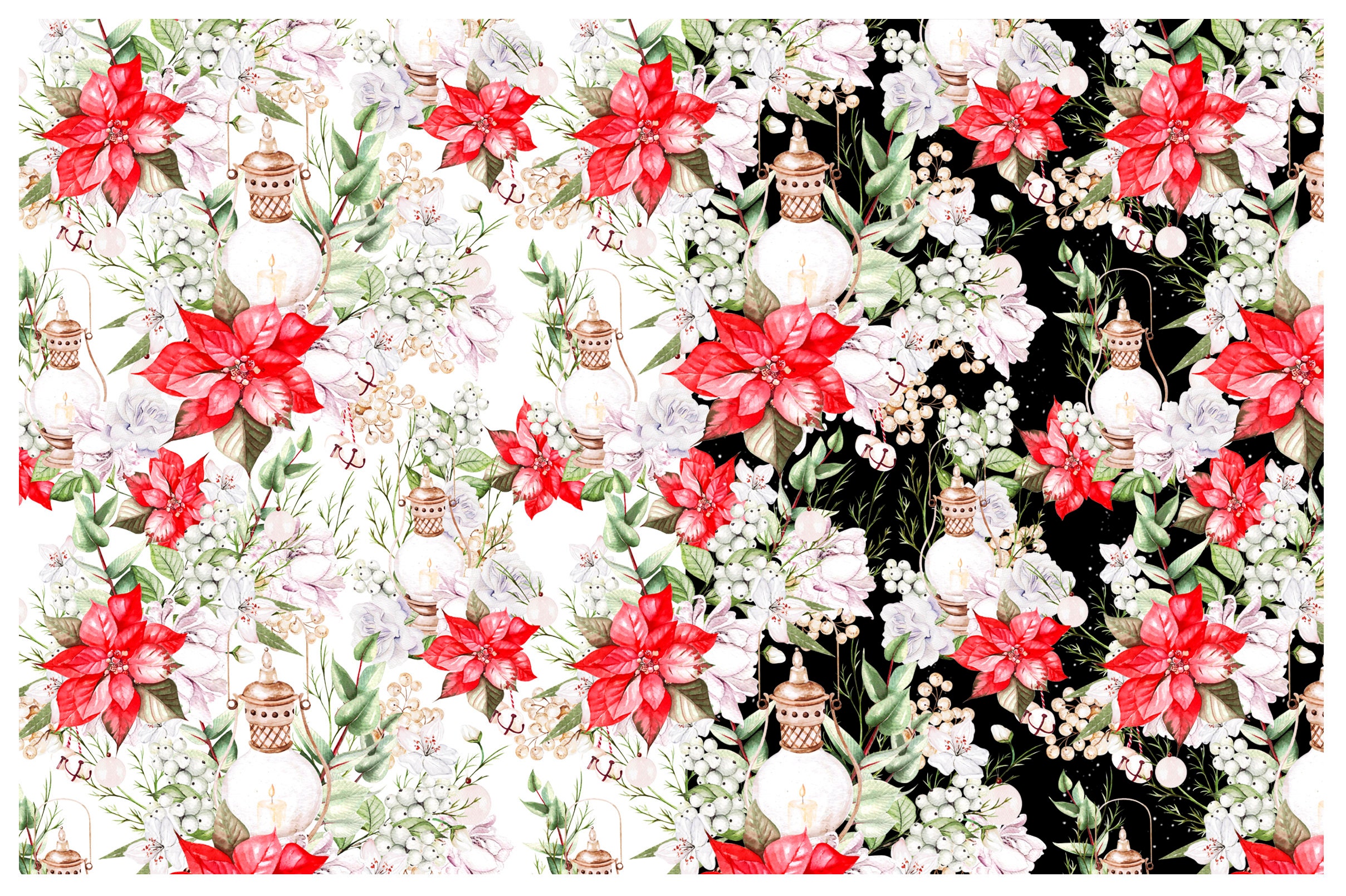 Watercolor Christmas Paper, Floral Digital Paper, Scrapbook Paper ...