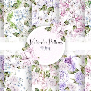 Watercolor Paper Pack Wedding Patterns Scrapbook Floral Background ...