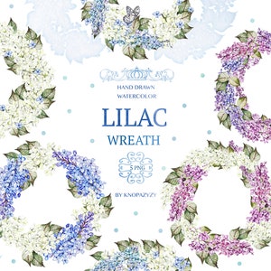 Watercolor Wreath Lilc Clipart Set Flower Clip Art PNG Hand Painted ...