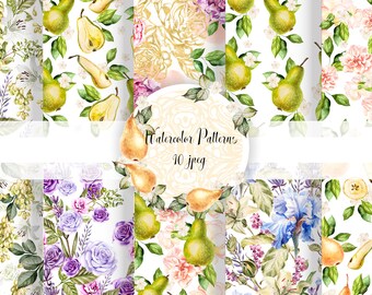 Watercolor Paper Pack Wedding Patterns Scrapbook Floral | Etsy