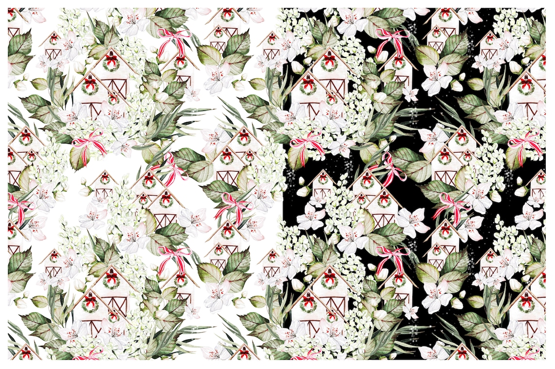 Watercolor Christmas Paper Floral Digital Paper Scrapbook - Etsy