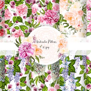 Watercolor Paper Pack Wedding Patterns Scrapbook Floral Background ...