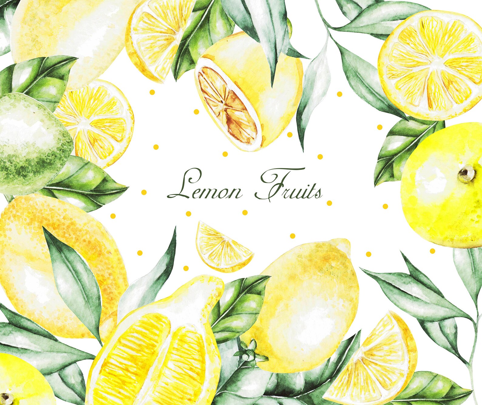 Lemon Clipart Citrus Watercolor Fruits Clip Art Yellow Lemons Clipart ...