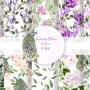 Watercolor Paper Pack Wedding Patterns Scrapbook Floral Background ...