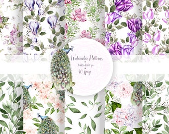 Watercolor Paper Pack Wedding Patterns Scrapbook Floral Background ...