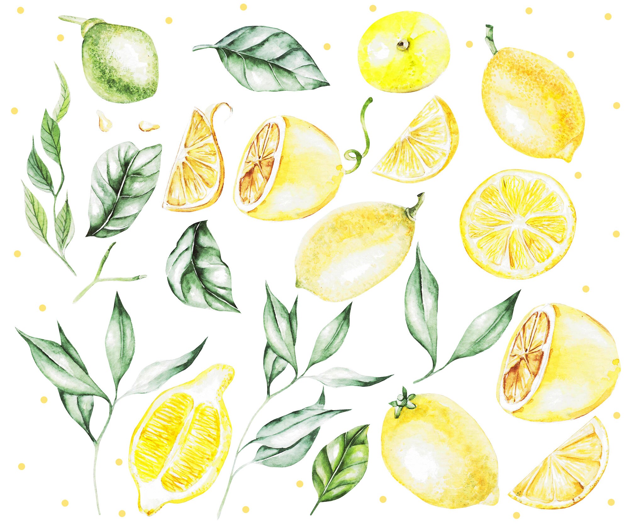 Lemon Clipart Citrus Watercolor Fruits Clip Art Yellow Lemons Clipart ...
