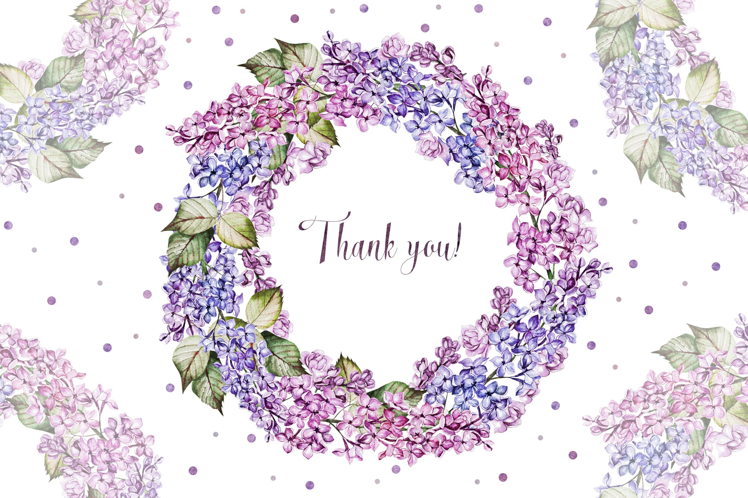 Watercolor Wreath Lilc Clipart Set Flower Clip Art PNG Hand Painted ...