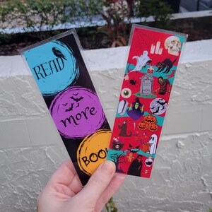 Spooky Halloween Bookmarks Bat Cat Scary Graveyard Fall Monster Autumn ...