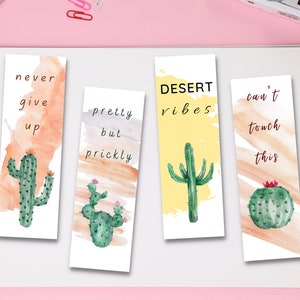 Cactus Bookmarks - Set of 4 - Printable - Summer- Gift - Readers ...
