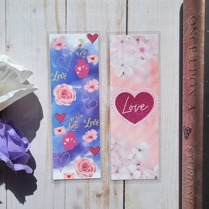 Sweet Love Valentine Bookmarks Heart Romance Pearls Purple Flowers ...