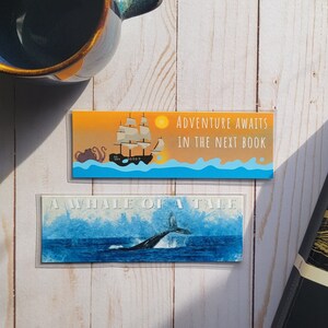 Ocean Themed Laminated Bookmarks Sea Whales Ship Pirate Bookish Reader ...