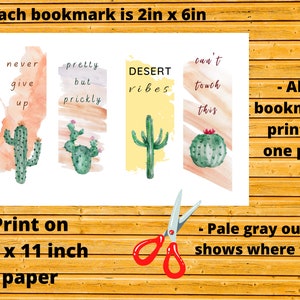 Cactus Bookmarks - Set of 4 - Printable - Summer- Gift - Readers ...
