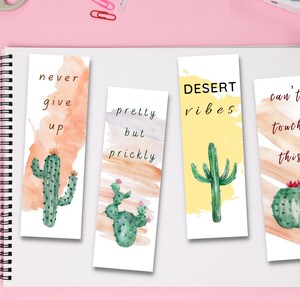 Cactus Bookmarks Set of 4 Printable Summer Gift - Etsy