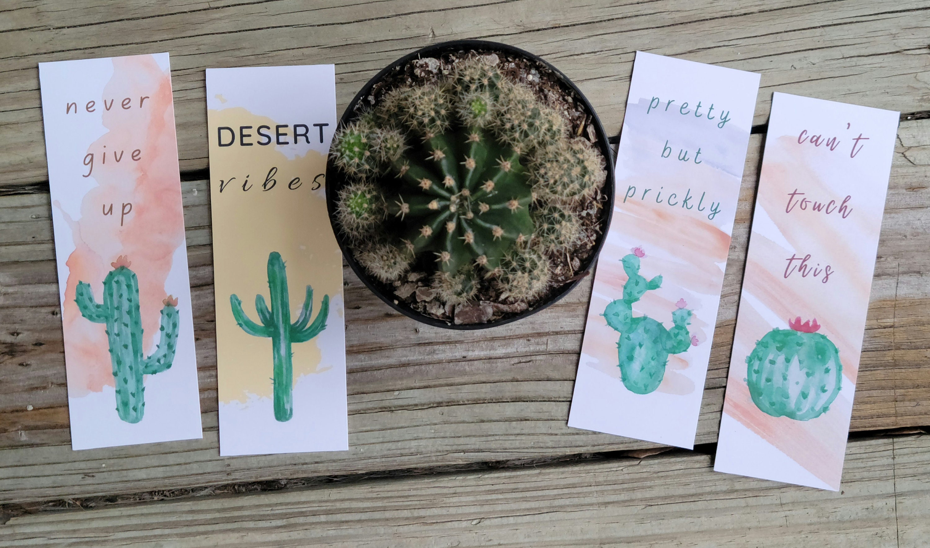 Cactus Bookmarks Set of 4 Printable Summer Gift | Etsy