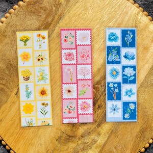 Flower Stamp Bookmarks Summer Reader Spring Blue Nature Pretty Pink ...