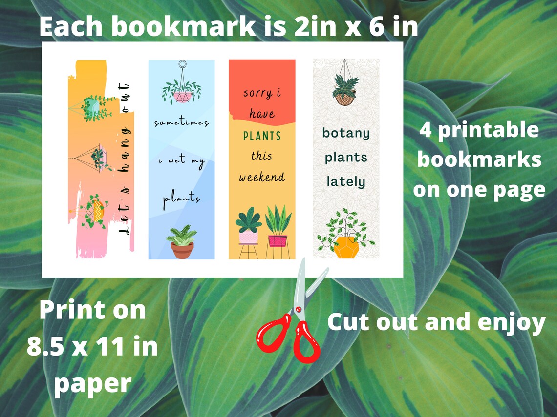 Plant Bookmarks Printable Set of 4 Summer Season - Etsy Australia