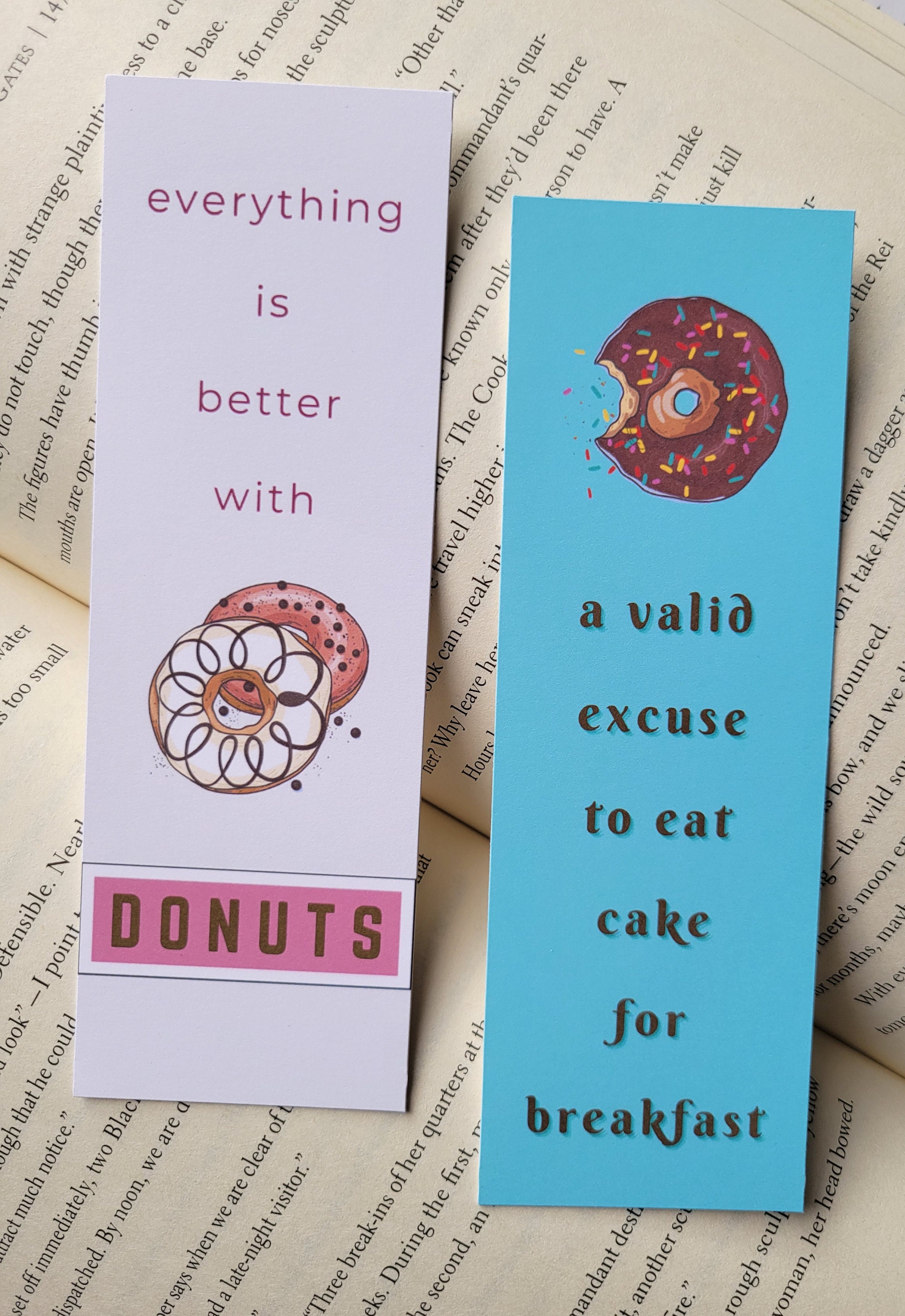 Donut Bookmarks With Quotes Printable Set of 4 - Etsy