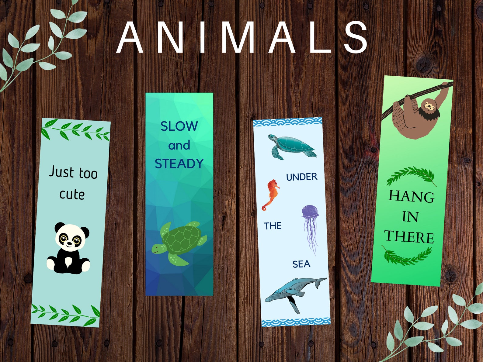 Animal Bookmarks Printable Set of 4 Kids Cute Fun | Etsy