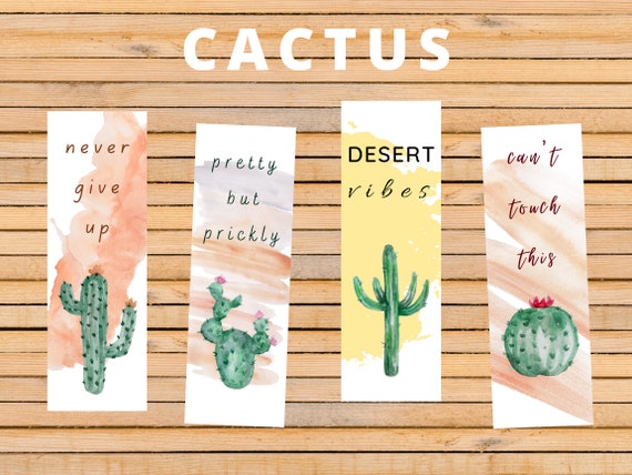 Cactus Bookmarks Set of 4 Printable Summer Gift | Etsy