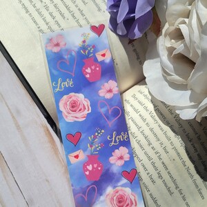 Sweet Love Valentine Bookmarks Heart Romance Pearls Purple Flowers ...