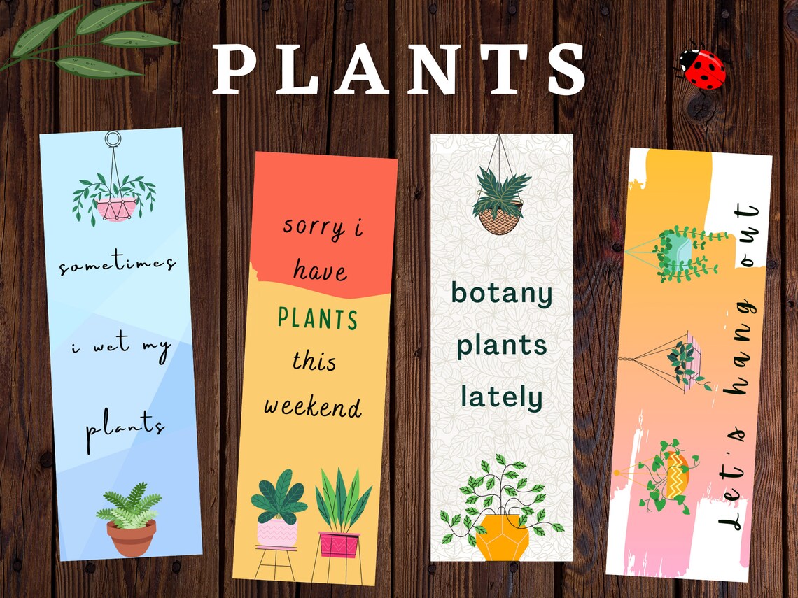 Plant Bookmarks Printable Set of 4 Summer Season | Etsy