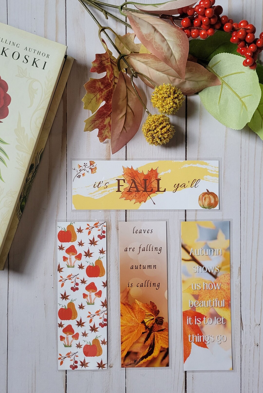 Laminated Fall Autumn Bookmarks Seasonal Leaves Quote - Etsy