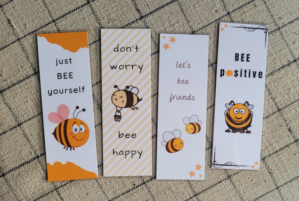 Bee Bookmarks Quotes Printable Set of Four Books - Etsy