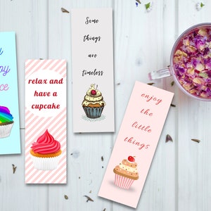 Cupcake Bookmarks Printable Set of 4 Food Dessert - Etsy