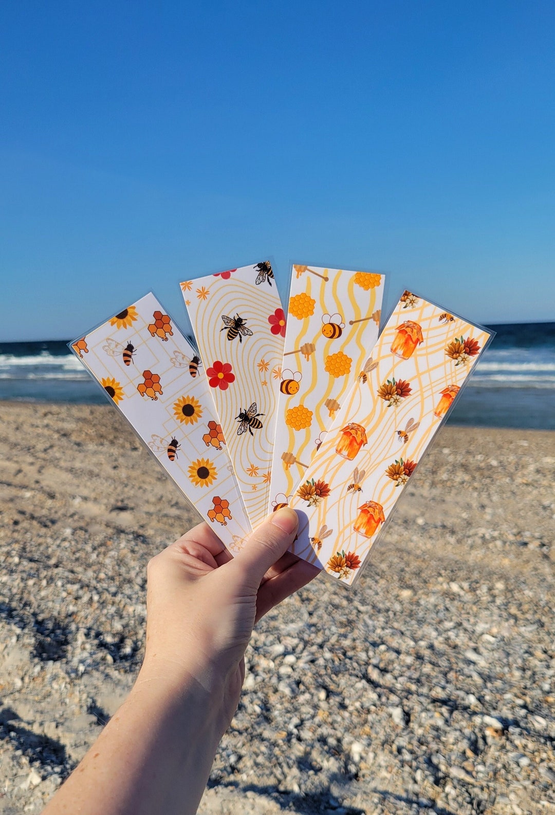 8 Different Bee Bookmarks Nature Pattern Cute Set Honey Flowers Fun ...