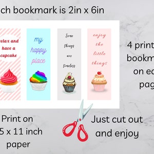 Cupcake Bookmarks Printable Set of 4 Food Dessert - Etsy