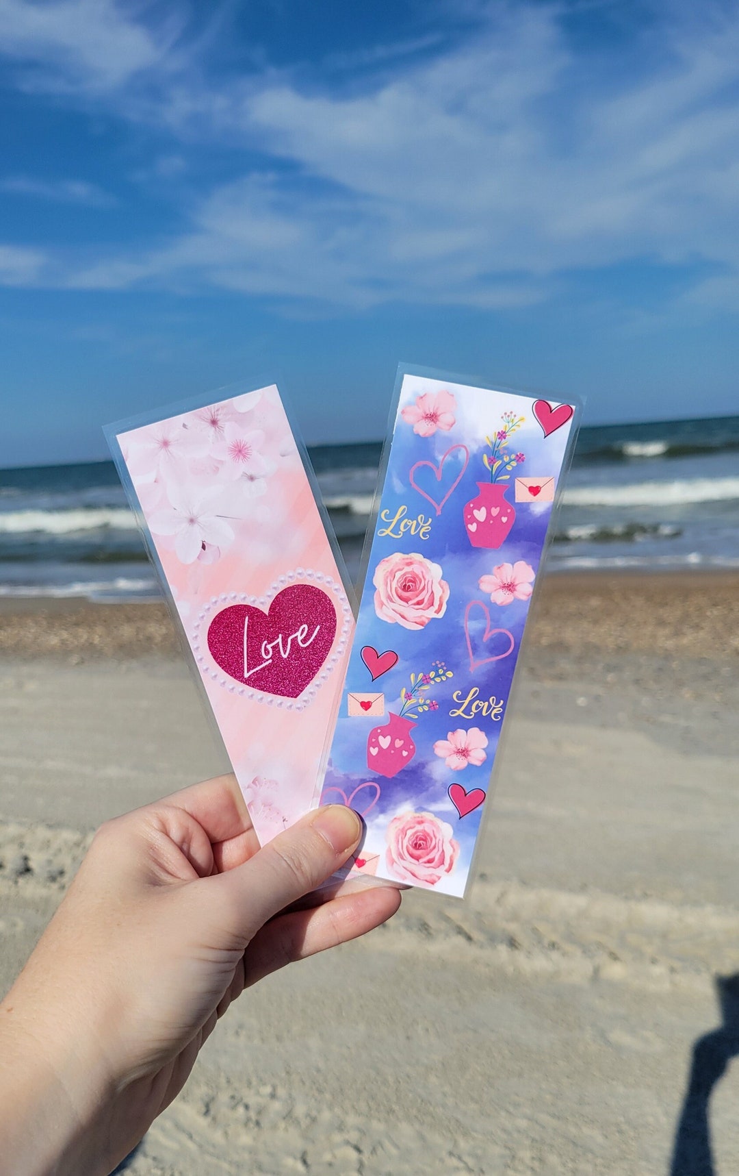 Sweet Love Valentine Bookmarks Heart Romance Pearls Purple Flowers ...