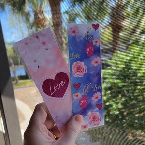 Sweet Love Valentine Bookmarks Heart Romance Pearls Purple Flowers ...