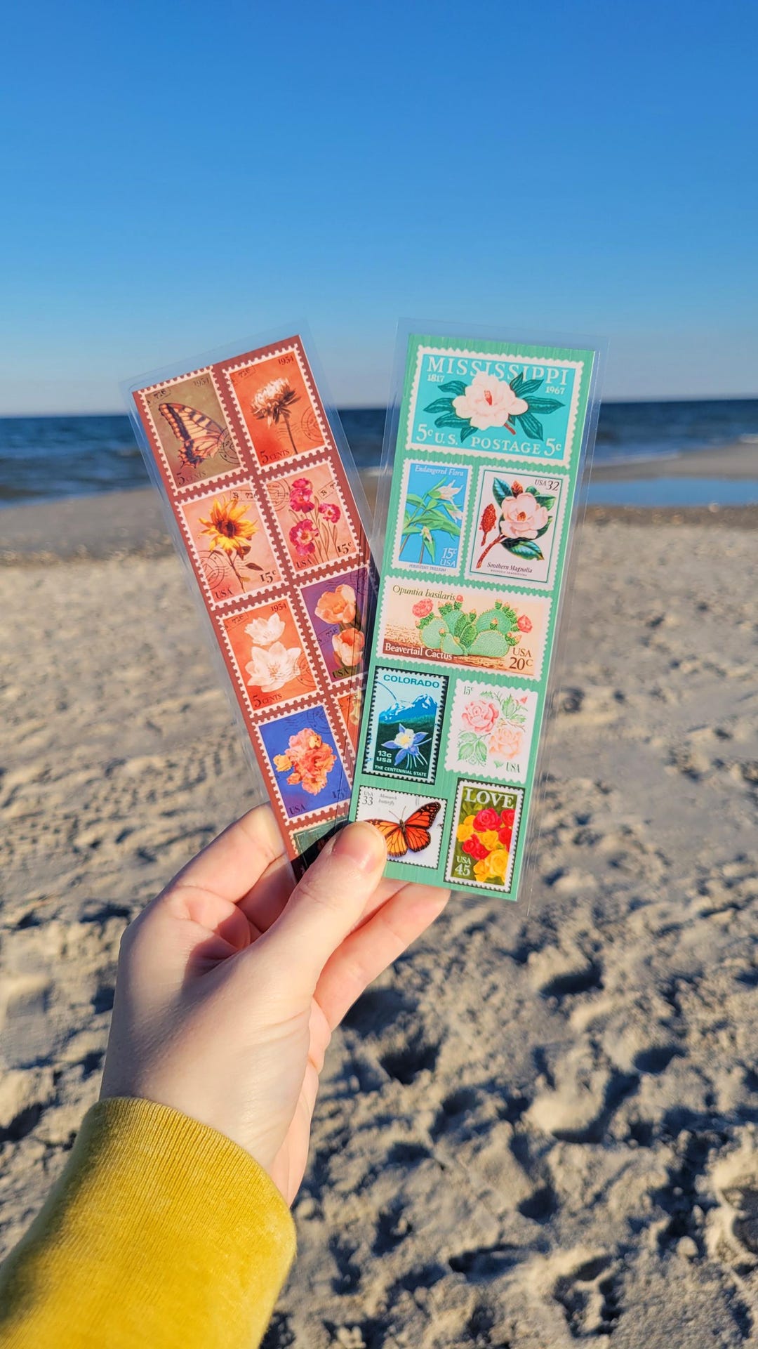 Vintage Flower Nature Stamp Bookmarks Butterfly Spring Garden Travel ...