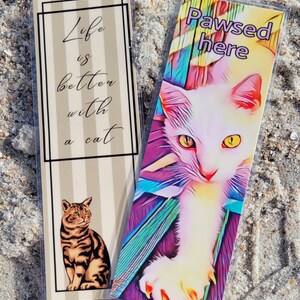Cat Bookmarks With Quotes Funny Cute - Laminated Reader Bookish Cute ...