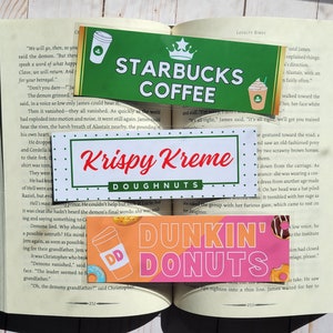 Coffee and Donut Bookmarks Laminated Cafe Food Morning Sweet Travel ...