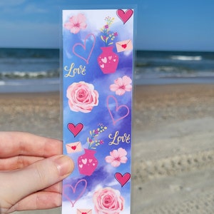 Sweet Love Valentine Bookmarks Heart Romance Pearls Purple Flowers ...