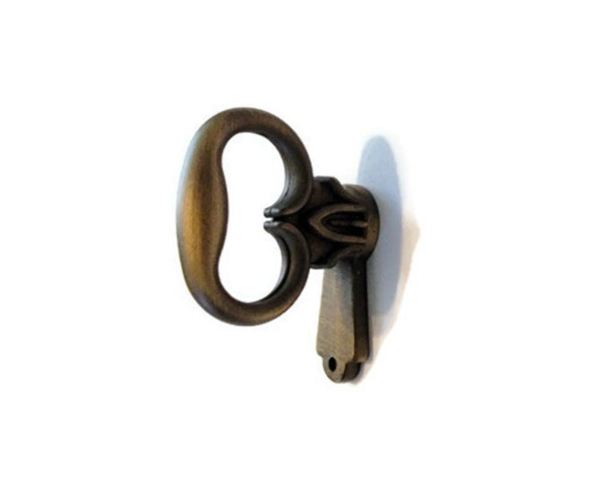 Antiqued Brass Key Pull Knob- Cast Brass Mock Key Door Pull - Etsy
