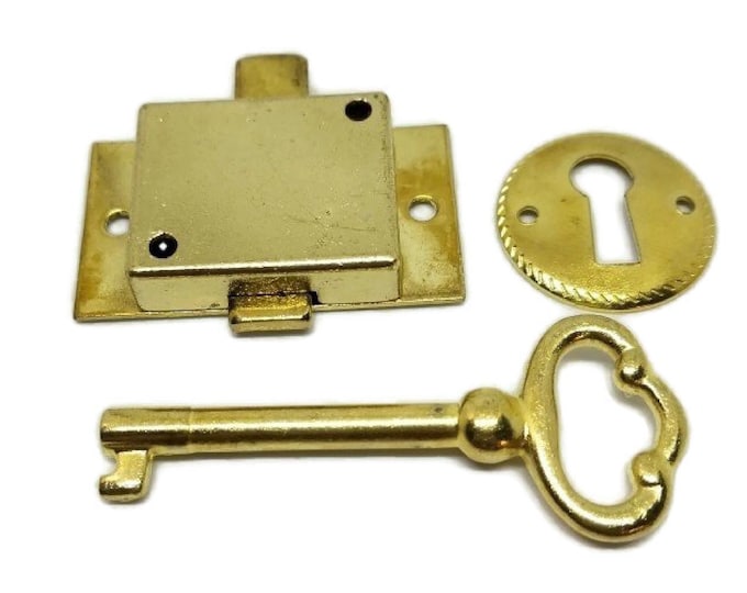 Brass Chest Lock With Key 1-1/2 W. X 1 H. High Quality English Made ...